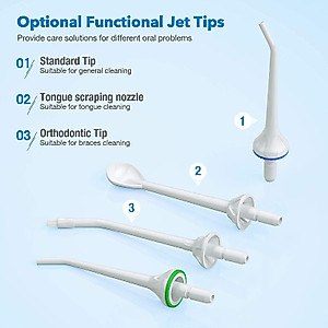 Water Flosser for Teeth, 360ML Portable Dental Oral Irrigator for Teeth with 4 Modes, 4 Multifunction Jet Tips, IPX7 Waterproof, Suitable for Taking Care of Your Oral Hygiene at Home and Traveling