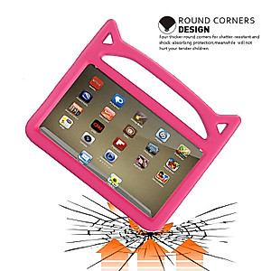 All-New Fire 7 2019 Case,Fire 7 Tablet Case,Riaour Kids Shock Proof Protective Cover Case for Amazon Fire 7 Tablets (Compatible with 5th Generation 2015/7th Generation 2017/9th Generation 2019) (Rose)