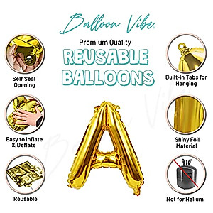 Letter Balloons - Custom Phrase 16 Inch Balloon Letters Alphabet & Number Foil Balloons - Letter Balloon Banner for Birthday, Baby Shower - Gold, Silver, Rose Gold, Red, Blue, Pearl White & Black