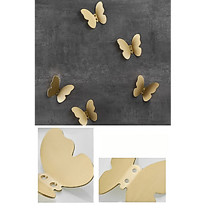 Primst 3 PCS Brass Butterfly Hooks with Screws, Decorative Wall Mounted Hooks Hat Rack Robe Hook for Bathroom Kitchen Entryway (Gold)