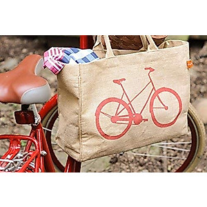 KAF Home Jute Market Tote Handles Reusable Grocery Bag, Triple Stripe