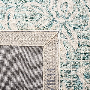 SAFAVIEH Micro-Loop Collection 5' Square Grey/Ivory MLP379F Handmade Premium Wool Area Rug