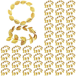 Unittype Roman Laurel Toga Head Wreath Goddess Headpiece Circlet 7.3 Inches in Diameter Gold Leaf Crown Golden Greek Emperor Crown Toga Headwear(48 Pcs)