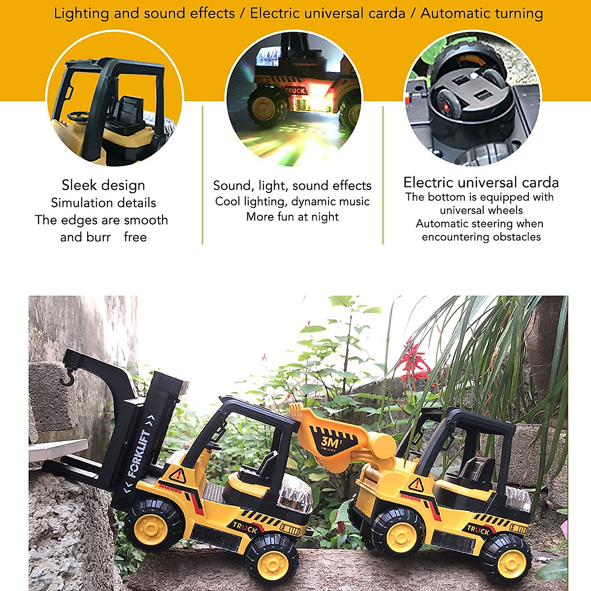 Keenso Remote Control Forklift, High Simulation RC Forklift Kids Engineering Trucks Lighting Without Battery Electric Toys, Electronic Pets, Sound Toys