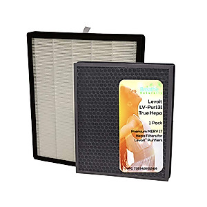 Breathe Naturally - Extra Thick Replacement Filters Compatible with Levoit LV-PUR131, LV-PUR131-RF, LV-PUR131S Air Purifiers - Easy to Install(1 True HEPA Replacement Filter, 1 Activated Carbon Pad)