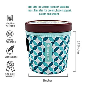 WK IEASON Ice Cream Sleeve Pin Neoprene Cooler Coozie Sleeve Insulators Cream Sleeves Neoprene Cover Holder with Spoon Holder (Floral patterns)