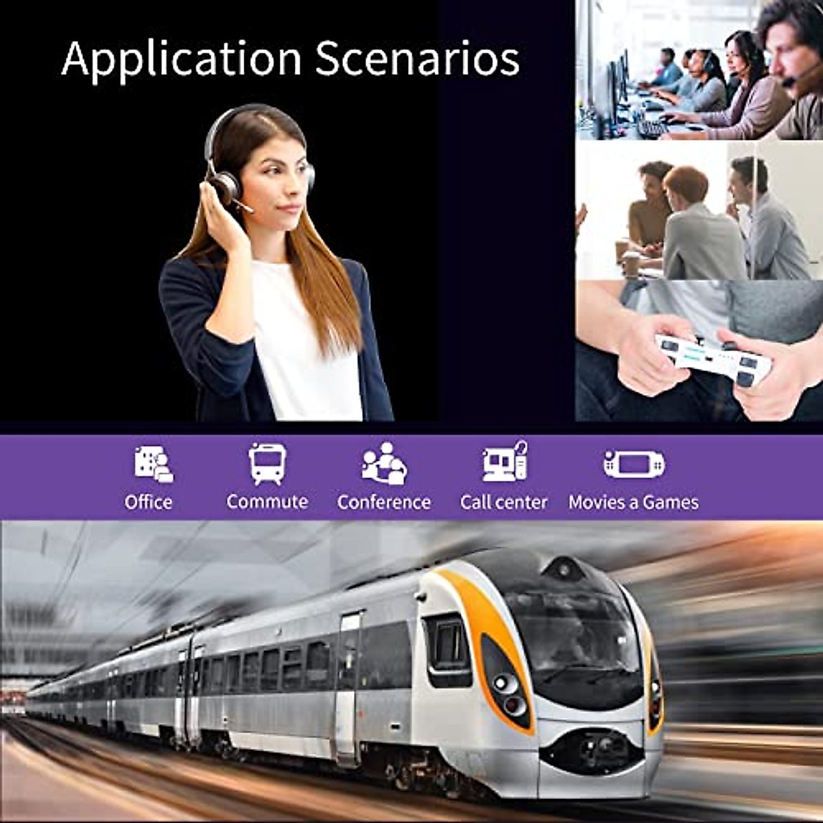 OPUXT Alcatel-Lucent Wireless Headset with Microphone - Stereo Headphones with Active Noise Canceling (ANC) - Connect PC/Mac/Mobile via Bluetooth -Works w/Teams, Zoom & More-MS/UC Compatibility