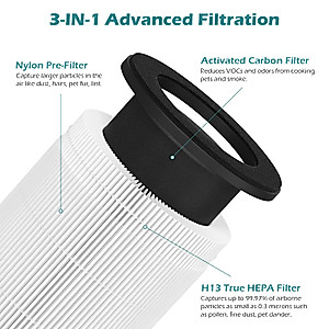 GoKBNY 2-Pack B-D02U True HEPA Replacement Filter Compatible with VEWIOR B-D02U Purifier, 3-Stage Filtration Filters, with Aromatherapy Tablets