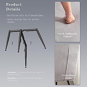 Dining Chairs Set of 4,Modern Upholstered Parsons Fabric Dining Chair,Adjustable Sturdy Metal Legs and High Back Kitchen Dining Room Chairs,Gray