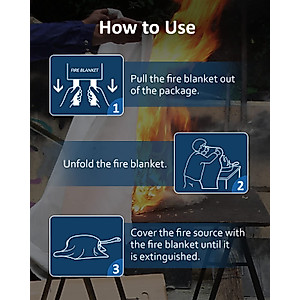 Ecoey Fire Blanket, Fiberglass Fire Blanket for Home & Kitchen, Emergency Blankets for Survival, Fire Blankets for People, Flame Retardant Fabric, Fireproof Blanket, Fire Safety, FJ109-B, 2 Packs