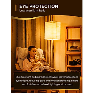 UNILAMP Sleep aid Light Bulb, 9W Amber Warm Light Bulbs 1800K, Blue Light Blocking Dim Light Bulbs 60W Equivalent, Mood Soothing Light, E26 for Bedroom and Baby Nursery Light, 2 Pack