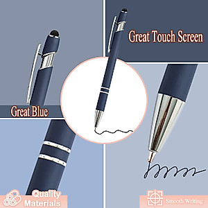 PASISIBICK 12 Pieces Blue Ballpoint Pen with Stylus Tip, 2 in 1 Stylus Stylish Pen, Premium Metal Stylus Pen for Touch Screens, Black Ink, 1.0 mm Medium Point.(12 PCS Blue)