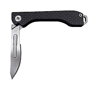 outROAR Gear Folding Scalpel Knife with Carbon Fiber Handle & 10 Replaceable Blades, Slip Joint Action, EDC Pocket Knife