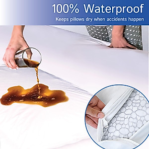 Four Seasons Essentials Standard Pillow Protectors (Set of 2) – Zippered Waterproof Pillow Covers Hypoallergenic Dust Proof Pillowcase Encasement Cover