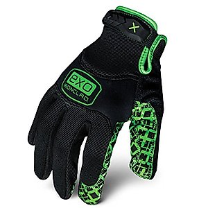 Ironclad mens Work Gloves EXO GRIP BLACK , Black & Green, Large Pack of 1 US
