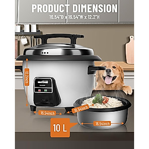 Wantjoin Rice cooker Stainless Rice Cooker & Warmer Commercial Rice cooker for party and family(10L capacity for 4.2L rice,42CUPS) White