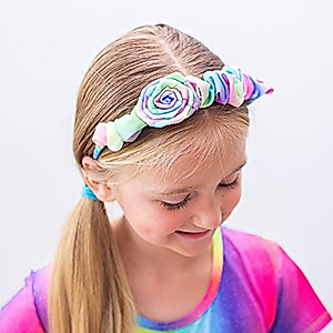 FROG SAC 2 Tie Dye Headbands For Girls, Satin Rosette Head Band For Kids, Ruched Headband Hair Accessories, Dressy Girl Hair Bands For Children