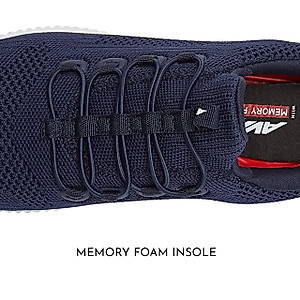 Avia Air Slip On Shoes for Women - Casual Comfortable Athletic Tennis Walking Sneakers for Women with Memory Foam - Navy Blue/White, 8 Medium