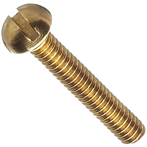 Small Parts 330 Brass Machine Screw, Plain Finish, Round Head, Slotted Drive, 3/8" Length, #2-56 Threads (Pack of 100)
