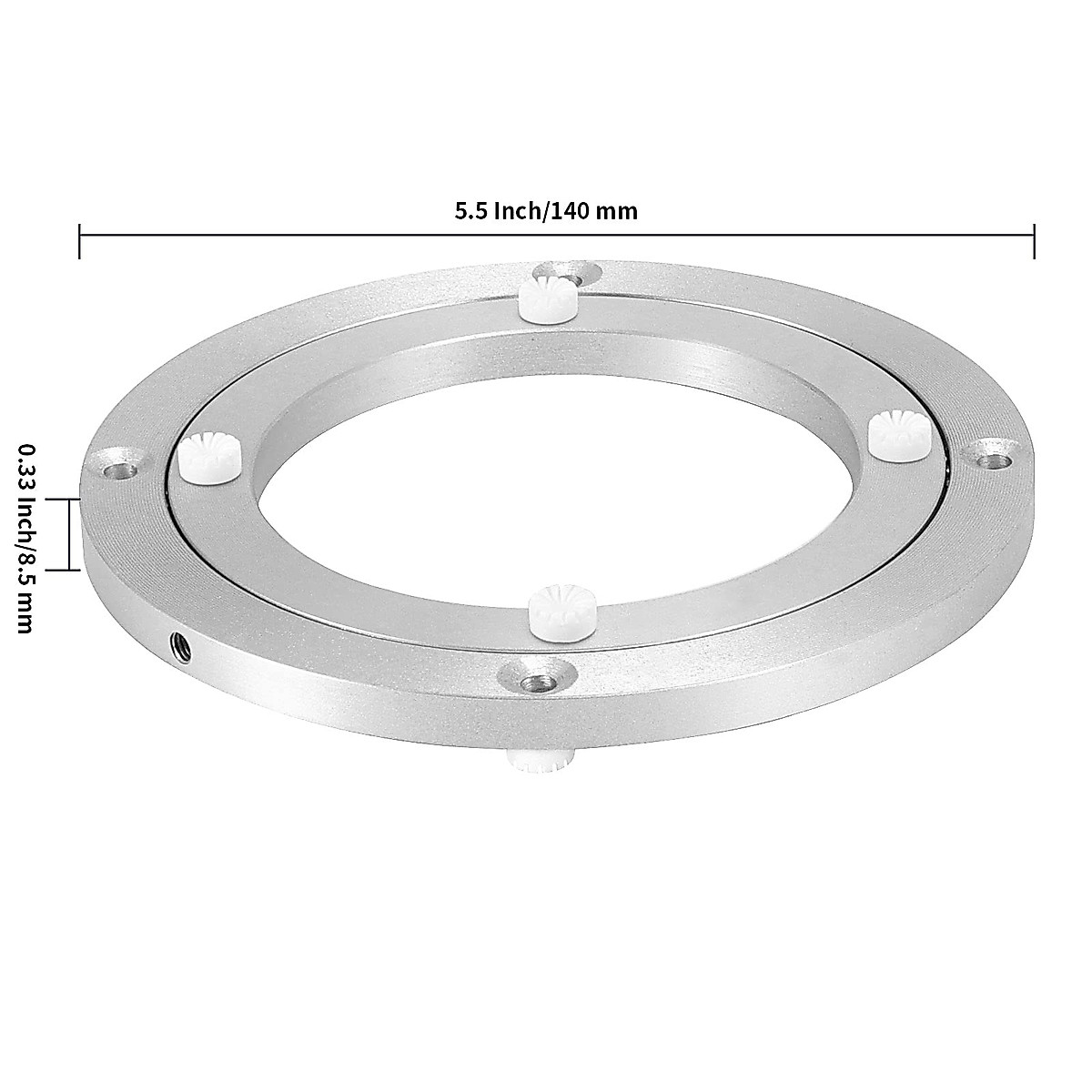 MUKLEI 3 Pack 5.5 Inch Aluminium Alloy Turntable Bearings, Heavy Duty Lazy Susan Hardware Rotating Bearing Turntable for Rounding Dining Table, 110 lbs Max Load Bearing Capacity