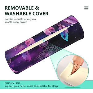 xigua Abstract Pattern Neck Roll Pillow for Neck Relief with Removable Washable Cover - Memory Foam Round Cylinder Bolster, Ergonomically Designed for Head, Neck, Back, and Legs