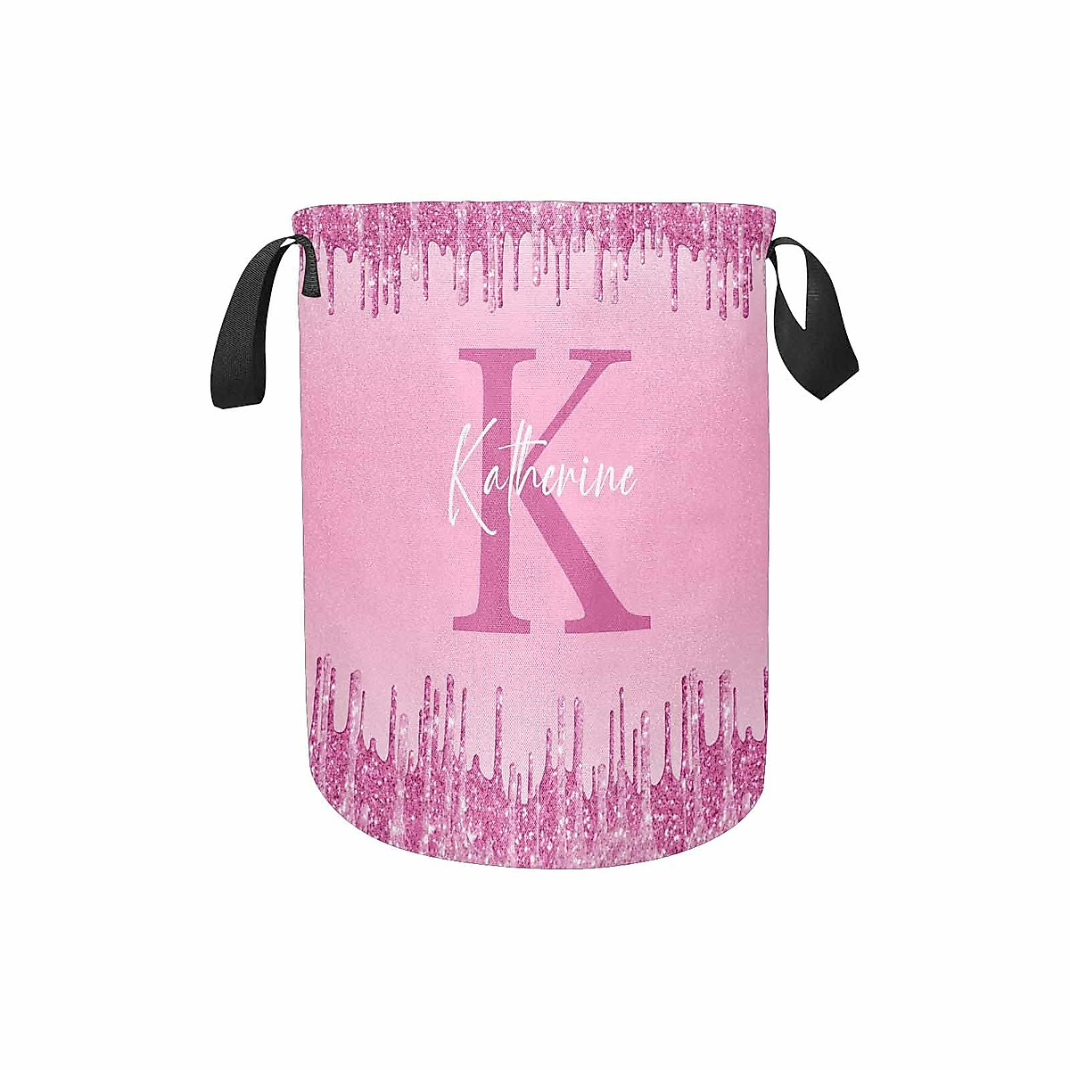Personalized Hampers Custom Laundry Basket Pink Flow With Name Custom Laundry Hamper Dirty Clothes Basket Collapsible Storage Basket With Handle For Bathroom Living Room Bedroom