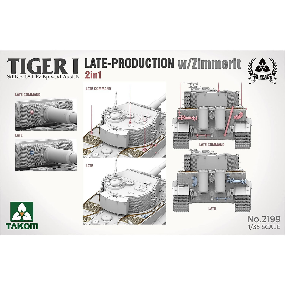 Takom 2199 1/35 TIGER I LATE w/ZIMMERIT Sd.Kfz.181 Pz.Kpfw.VI