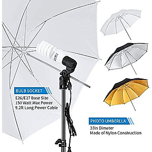Kshioe Photography Lighting Kit, Umbrella Softbox Set Continuous Lighting with 6.5ftx9.8ft Background Stand Backdrop Support System for Photo Studio Product, Portrait and Video Shooting