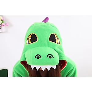 Honeystore Unisex Dinosaur Animal Cosplay Costume One Piece Pajamas Halloween ,Green Dinosaur,XL(Height: 176-180cm/69-71in)