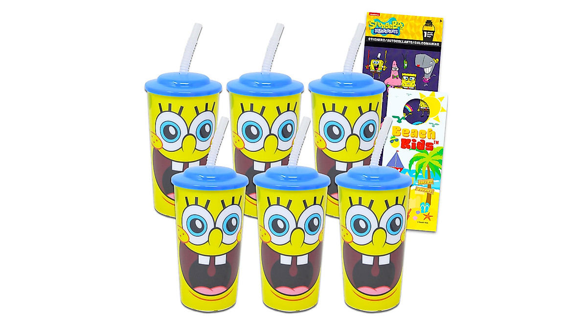 Spongebob Kids Reusable Cups 16Oz | Party Favor Bundle for Boys & Girls