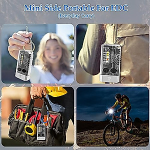 Hisim Mini Powerful Keychain Bright 1000 Lumens EDC Flashlight with 14 Lighting Modes, 365NM UV Light COB Side Light IPX4 Pocket Tail Magnet Buzzer Alarm Rechargeable Flashlight White