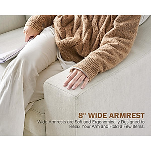 ABCASA 112" L Shaped Sectional Sofa with Detachable Sofa Cover, Movable Ottoman, Reversible Sectional Modular Couch for Living Room, Linen Fabric Corner Couch with 7 Seats, Ivory