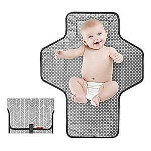 Portable Changing Pad for Baby|Travel Baby Changing Pads for Moms, Dads|Waterproof Portable Changing Mat with Built-in Pillow|Excellent Baby Shower/Registry Gifts