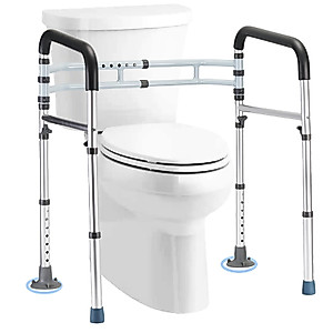 FSA/HSA Eligible Toilet Safety Rail - Adjustable Detachable Medical Toilet Safety Frame for Elderly, Heavy Duty Toilet Handles for Elderly and Handicap Toilet Safety Rails, Toilet Bars Fits Most Toile
