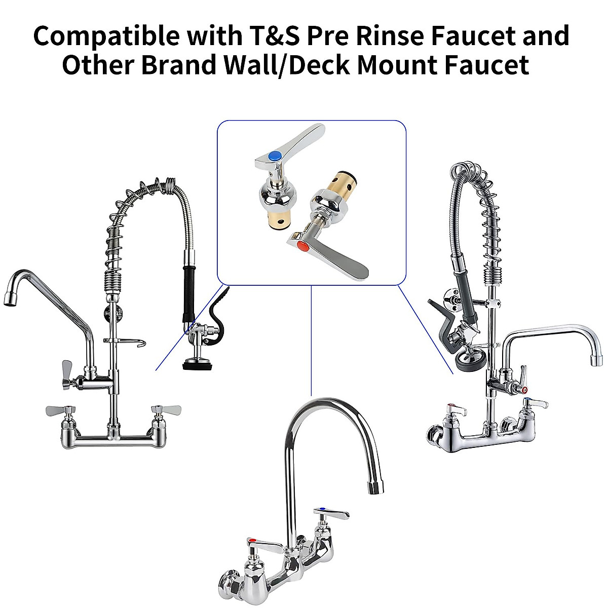 KWODE Replacement Brass Hydraulic Control Spindle Assembly Cartridge Faucet Valve for Bathroom Kitchen Wall Mount Commercial Faucet (1 Pair Hot & Cold)
