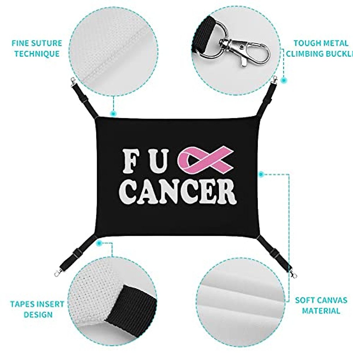 Fuck Cancer Pet Hammock Comfortable Adjustable Hanging Bed for Small Animals Dogs Cats Hamster