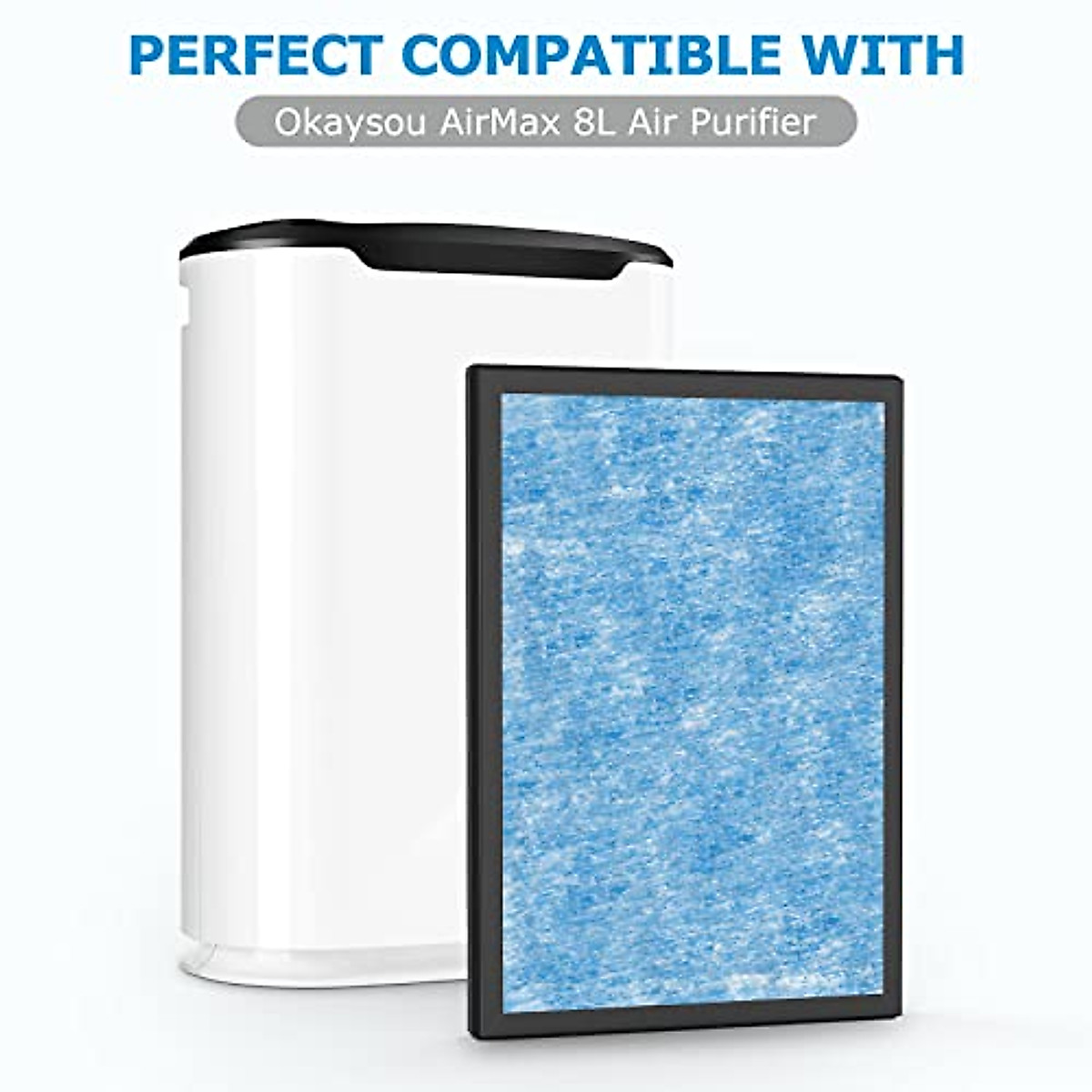 iSingo AirMax8L True HEPA Replacement Filter for Okaysou AirMax8L Air Purifier, 3-in-1Blue Ultra-Filter True HEPA Filter & 2-in-1 Duo-Filter Carbon Filter