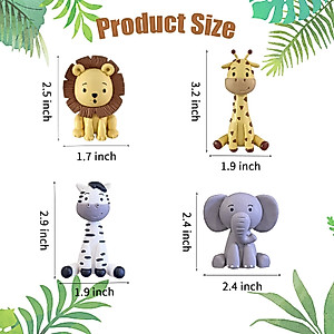 Safari Animal Cake Toppers Jungle Wild Cake Decorations with Lion Giraffe Elephant Zebra for Wild Animals Themed Birthday Cake Decorations