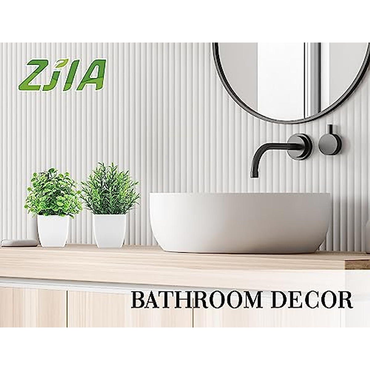 ZJIA 2 Packs Fake Plants Small Artificial Greenery Faux Plants Indoor for Home Farmhouse Bathroom Shelf Decor