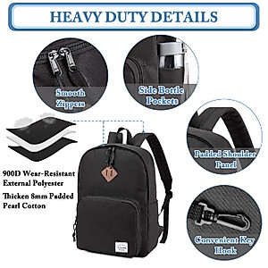 VASCHY School Backpack, Ultra Lightweight Backpack for Men Women Schoolbag Bookbag for Kids Teen Boys Girls Black