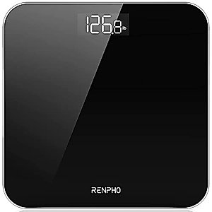 RENPHO Digital Bathroom Scale, Highly Accurate Body Weight Scale with Lighted LED Display, Round Corner Design, 400 lb, Black-Core 1S