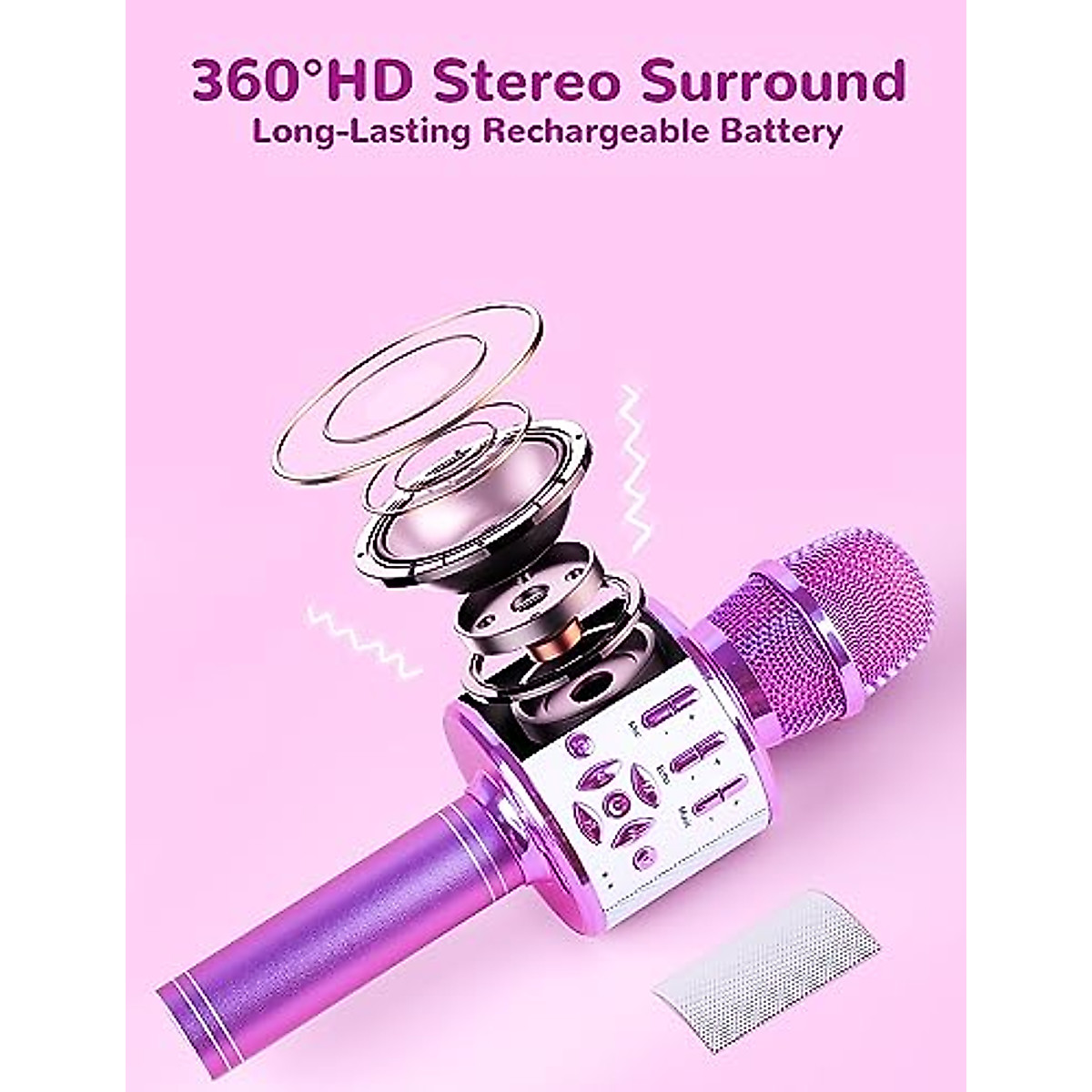 Amazmic Toys for girls, Kids Karaoke Microphone Toddler Microphone for singing with LED Lights,Voice Changer kids Birthday Gift for Girls, Boys, Girls Toy Age 3, 4, 5, 6, 7, 8+ Years Old(Light Purple)