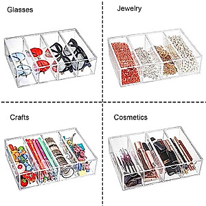 Nicunom 2 Pack Sunglasses Organizer Acrylic, Clear Eyeglasses Case with 4 Drawers, Eyewear Storage Display Case, Stackable Eyeglasses Holder for Women & Men Eyewear