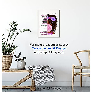 African American Girl Wall Art - Black Art - Inspirational Positive Quotes Wall Decor - Positive Affirmations Poster - Pink Little Girls Bedroom Decor - Toddler Girls Room Decor - Black Girl Magic