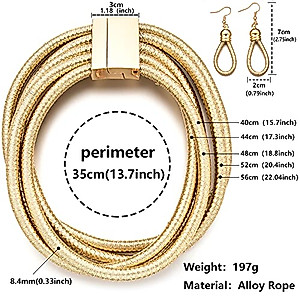 N-BOOMOR Gold African Choker Necklace Layered Collar Necklace Short Chunky Tribal Boho Style Statement Necklace African Jewelry for Women, with 2 Earrings, Golden Set, 13.7 Inches