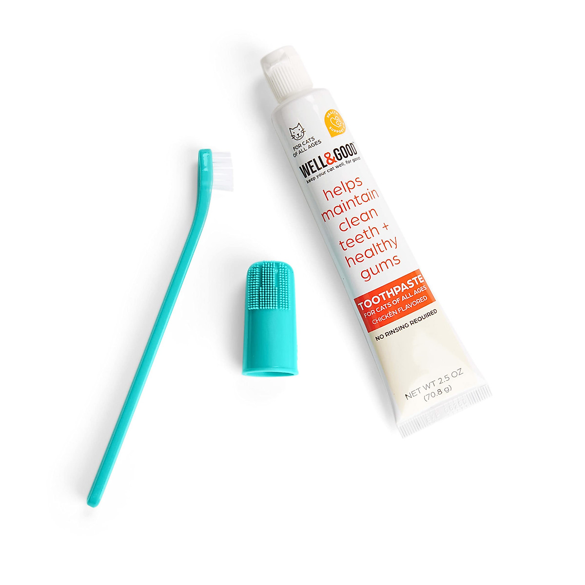 Well & Good Cat Dental Health Kit with Chicken Flavored Toothpaste 2.5 oz.
