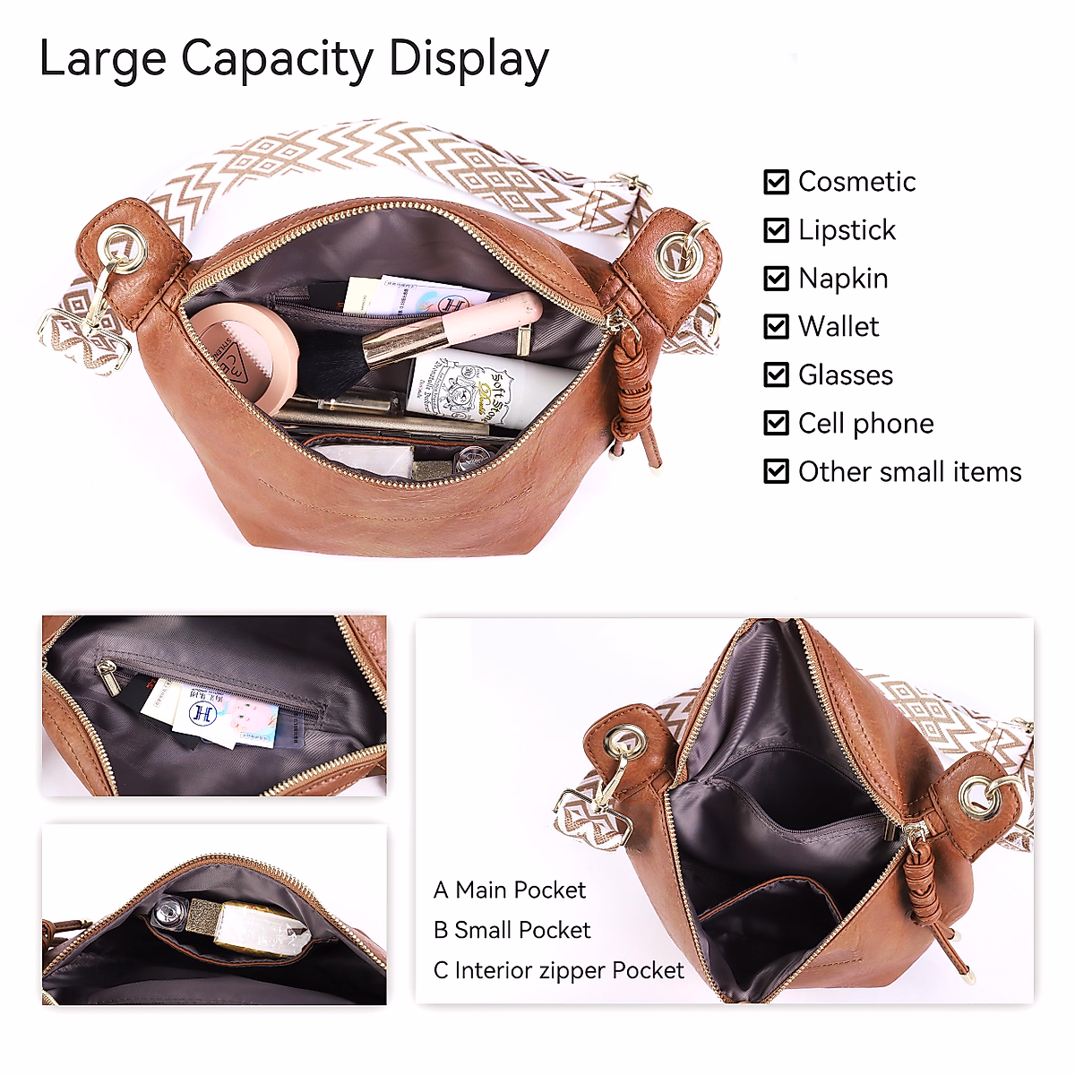 Fanny Packs Waist Bag for Women-Fashion Crossbody Bags Chest Purses Belt Bag with 2 Adjustable Strap (Brown)