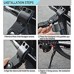 TOPCABIN Bicycle Adjustable Aluminium Alloy Bike Bicycle Kickstand Side Kickstand Fit for 22" 24" 26"- Black