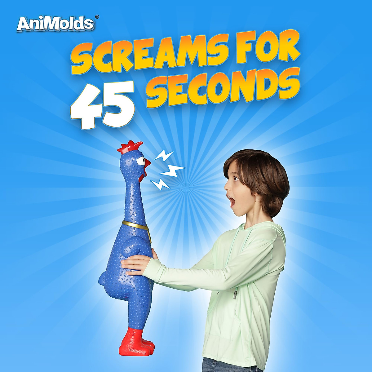Animolds Hug Me Giant Rubber Chicken- Huge Stress Relief Screaming Chicken Toy | Screams Up to 45 Seconds- Novelty Gag and Prank Toys | Funny Toys Gifts for Christmas Stocking Stuffers for Kids Adult