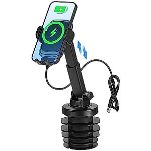 JOYTUTUS Wireless Car Charger, 15W Car Phone Holder Mount Wireless Charging, Smart Alignment Charging Auto Clamping Cup Holder Phone Mount, Fit iPhone 14/13/12 pro/12, Samsung S22/S10/S9/S8, etc
